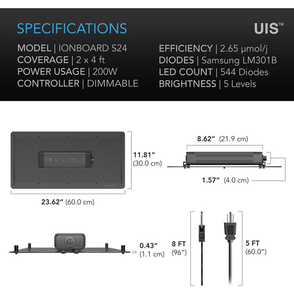 AC Infinity Ionboard S24 200W LED Grow Light for 2x4 Tents